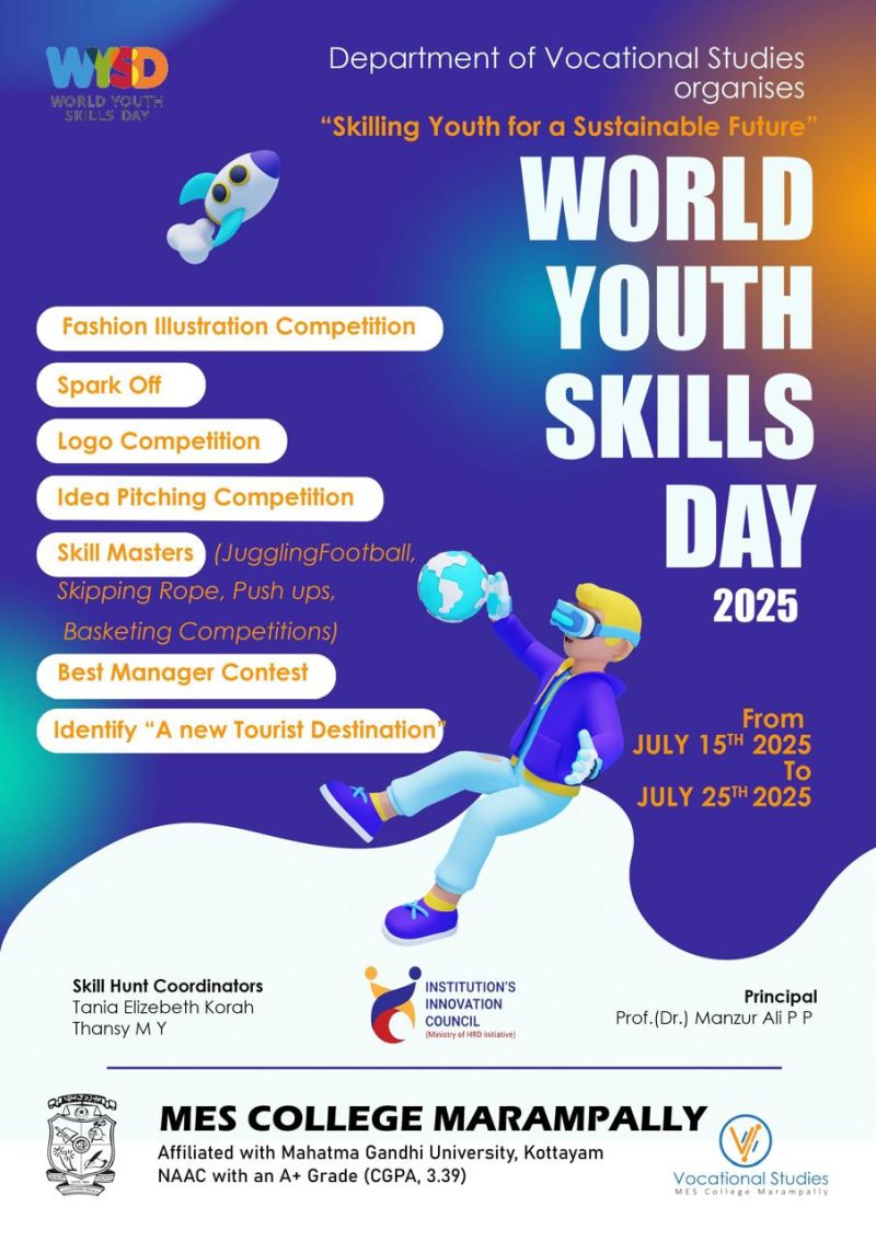 World Youth Skills Day July 15th 2025 – July 25th 2025 – MES College ...